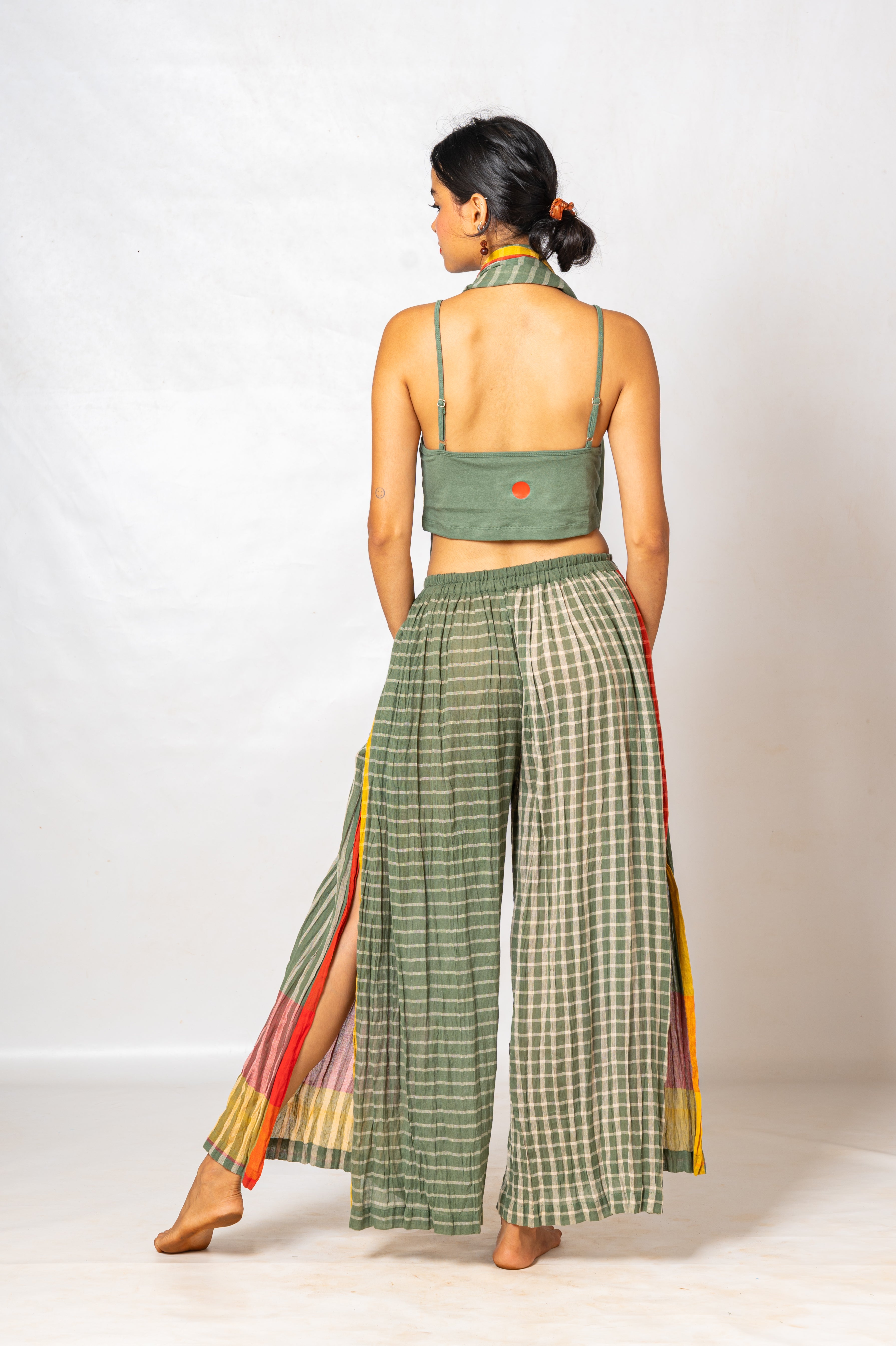 Set of 4- Bloom Green Crinkled Cotton Pant Set – Upasana Design Studio