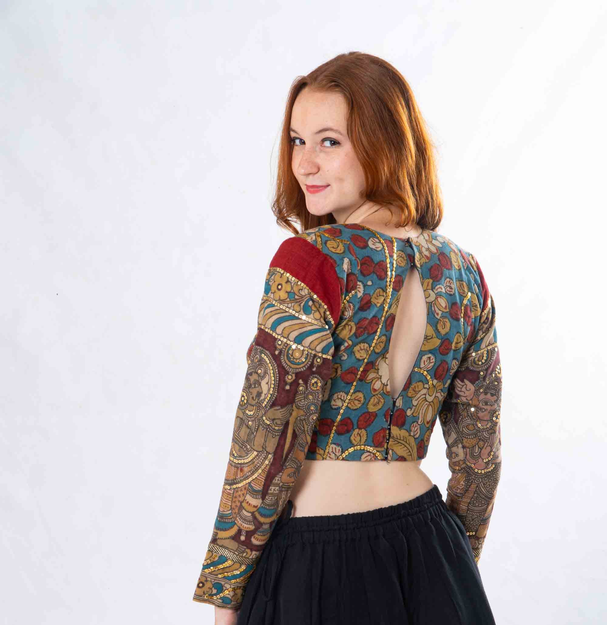 Set of 2- Latha Palazzo & Kalamkari Crop Top – Upasana Design Studio