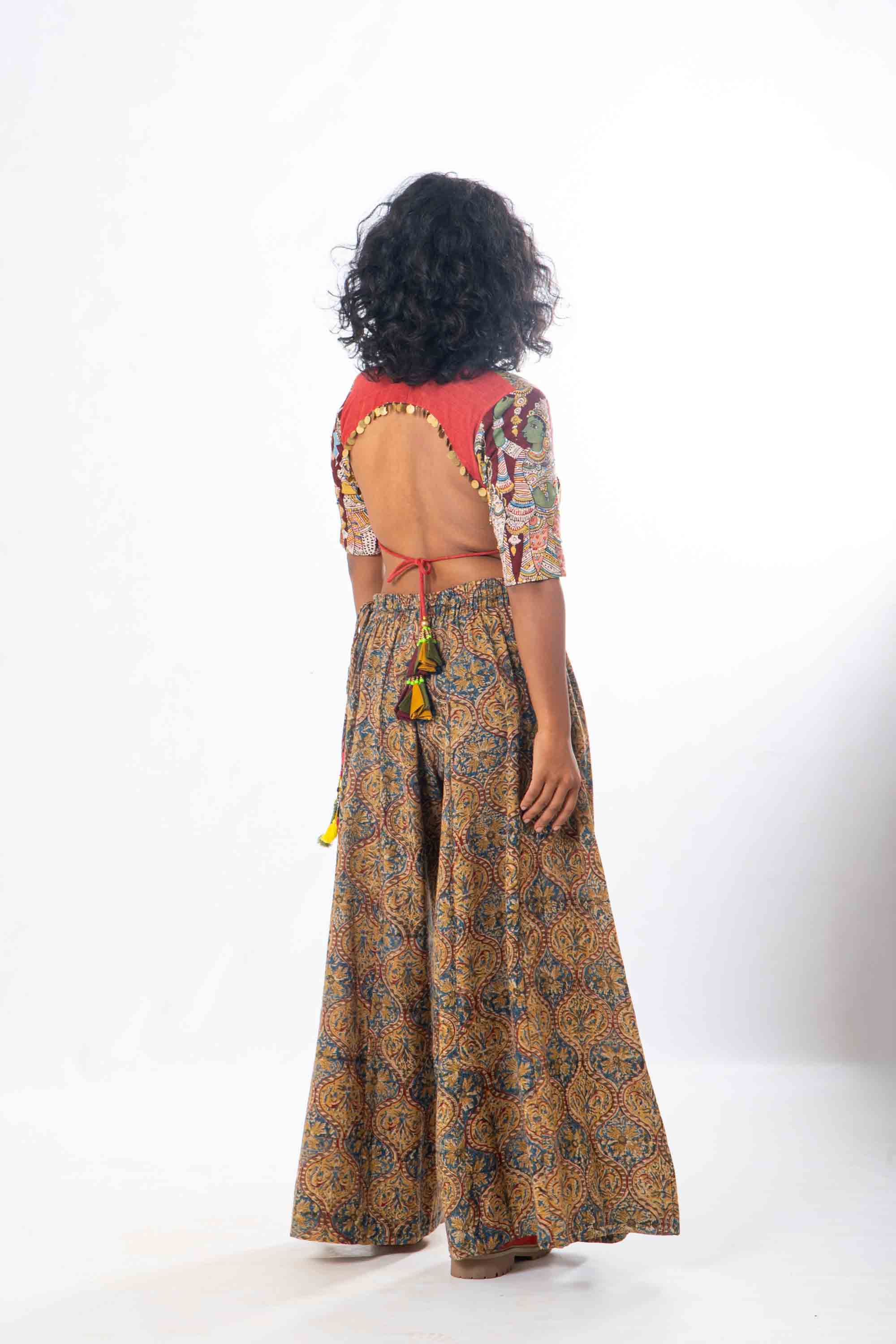 Set of 2- Illa Kalamkari Palazzo & Blouse – Upasana Design Studio