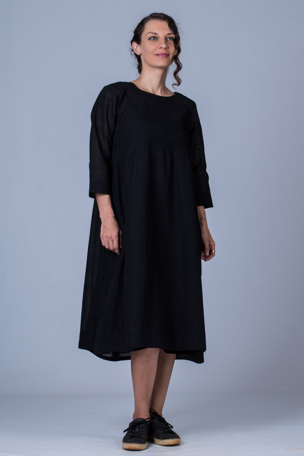 Black Hand Spun Mangalgiri Cotton Dress – Upasana Design Studio