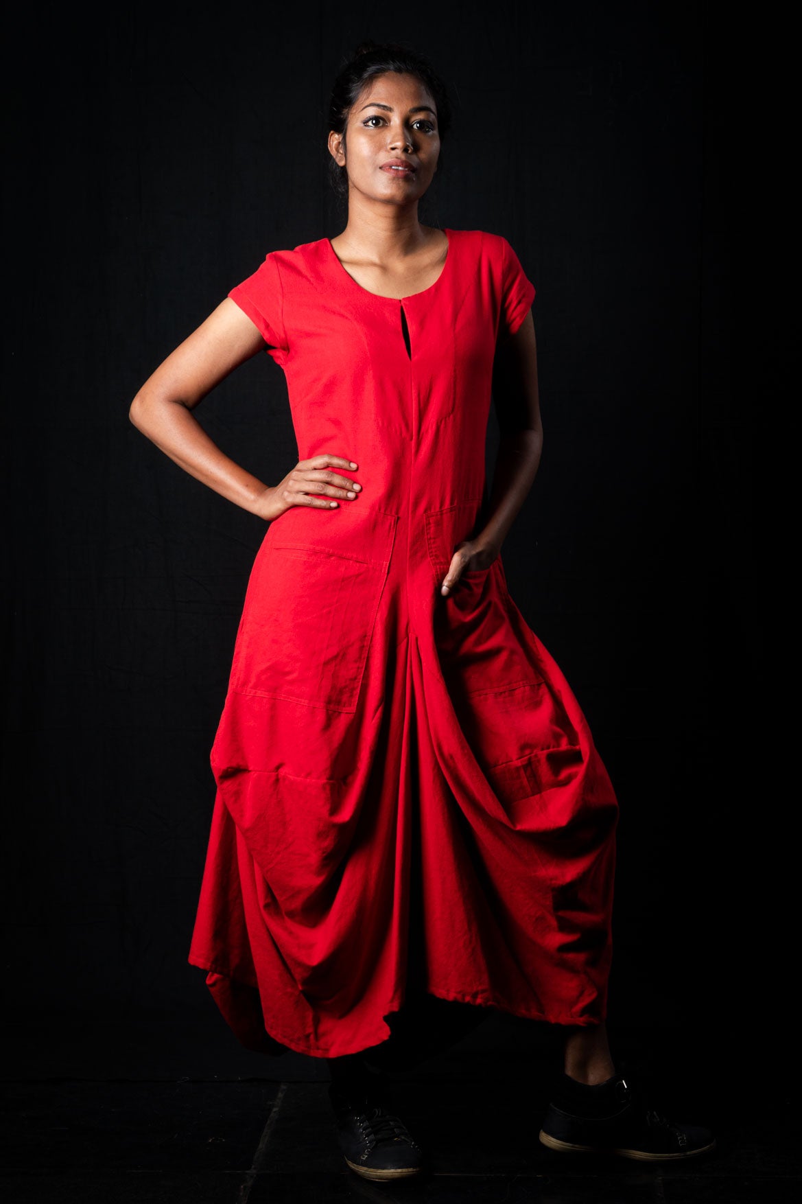 Red Handloom Cotton Dress for Women | Organic cotton formal dress ...