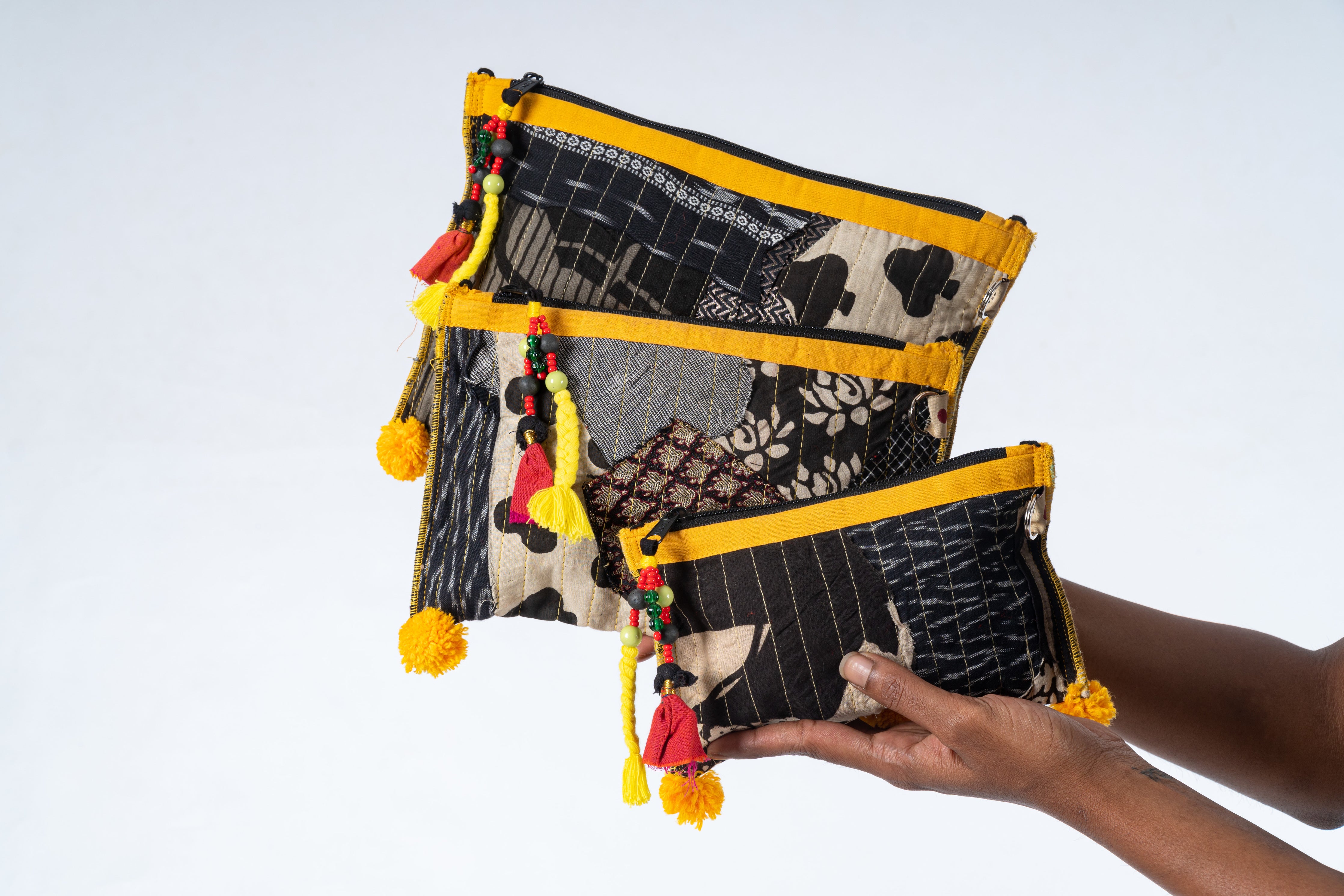 Upcycled Organic Cotton Pouch- CHARLOTTE – Upasana Design Studio